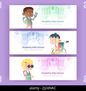 Disability kids school posters. Concept of education for children with ...