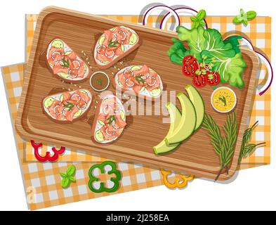 Bruschetta drawing vector drawing. Delicious food on a white background ...