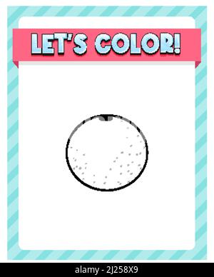 Worksheets template with let’s color!! text and princess outline ...
