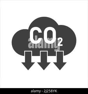 CO2 decrease logo in flat style isolated on empty background. Flat icon on white backdrop ...