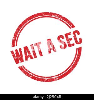WAIT A SEC text on red grungy rectangle stamp Stock Photo - Alamy