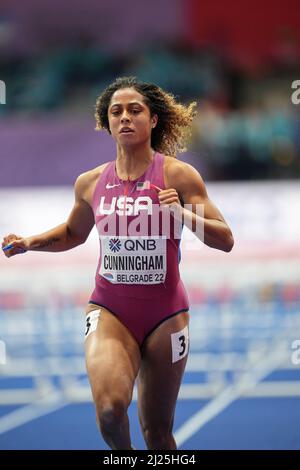 Gabriele Cunningham participating in the Belgrade 2022 World Indoor ...