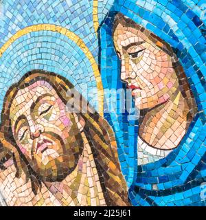 Mosaic depiction of Christ's body being in the arms of the Virgin Mary ...