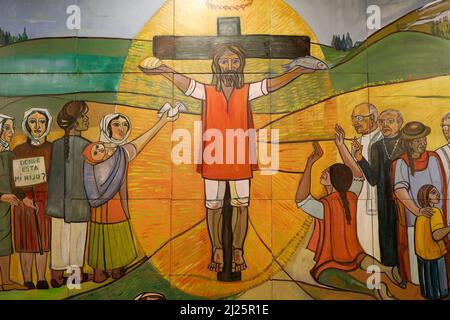 St Peter's cathedral, Riobamba, Ecuador. Mosaic depicting Jesus on the ...