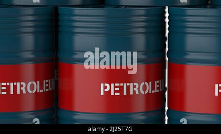 Fuel in painted steel cans petrochemical industry image 3d render ...