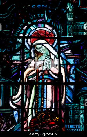 Immaculate Conception, stained glass window in the Basilica di Santa ...