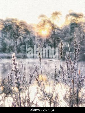 Watercolor and oil painting nature landscape, famous travel and ...