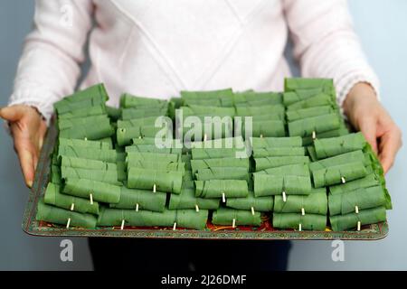 Asian kitchen. Authentic Vietnamese cuisine Bo La Lop, a grilled beef ...