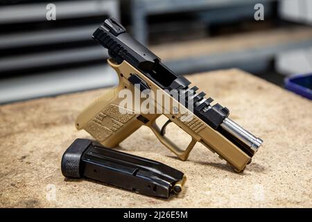 Modern traumatic pistol. Non-lethal short-barreled weapon for self ...