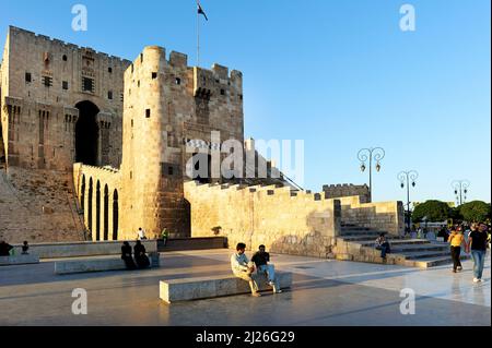 The ancient walls of the citadel of Aleppo, Syria Stock Photo - Alamy