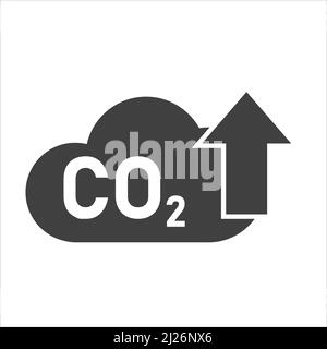 CO2 decrease logo in flat style isolated on empty background. Flat icon on white backdrop ...
