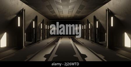 Artificial Intelligence Alien Hangar Tunnel Futuristic Hallway ...