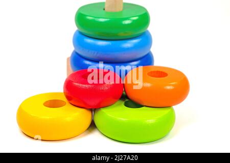 Ring stack tower isolated against white background Stock Photo - Alamy