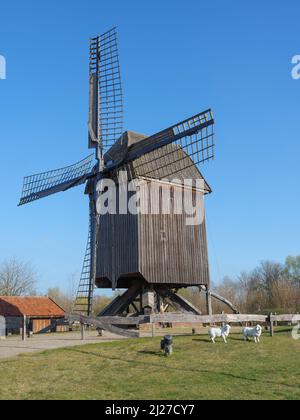 windmill and church in westphalia Stock Photo - Alamy