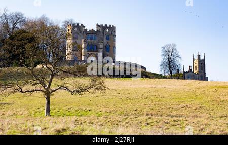 Midford Castle, a gothic folly house, stands on a hill overlooking ...