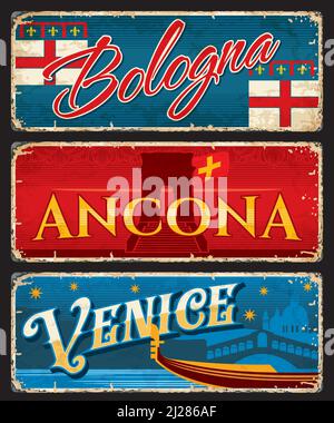Ancona city flag with coat of arms, Marche region, Italy, vector ...