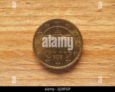 10 cents coin showing Brandenburg Gate, currency of Germany, EU Stock ...