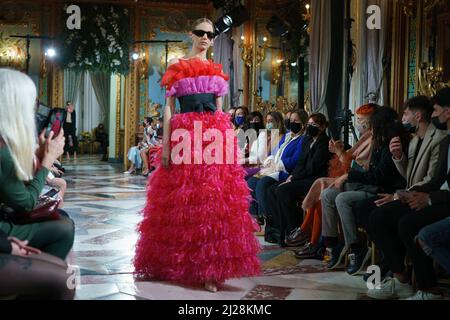 A model showcases Pomeline design during the Atelier Couture bridal ...