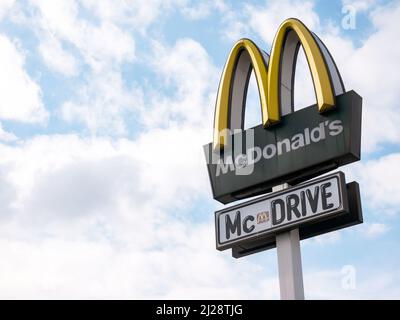 McDonald's McDrive logo sign post, Sopron, Hungary Stock Photo - Alamy