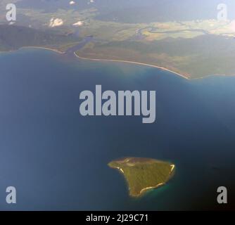 Aerial view of the Russell-Mulgrave river catchment, south of Cairns ...