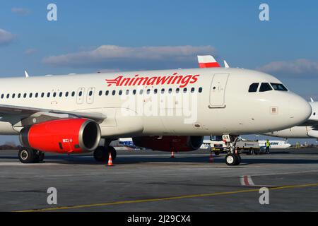 Animawings Airbus A320 aircraft. Romanian charter airline Anima Wings ...
