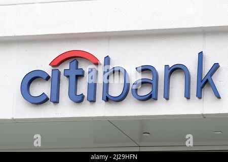 A shop sign of Citibank, on March 28 2022 in Los Angeles CA, USA. Photo ...