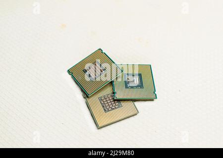 Computer microprocessors, three computer processors Stock Photo - Alamy