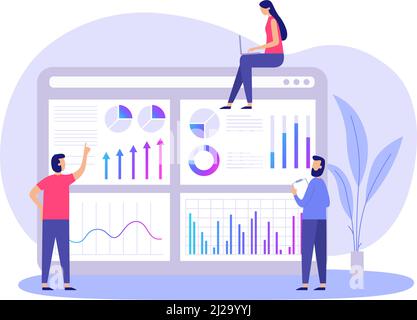 Market forecast, people analysing info chart and diagrams. Characters ...