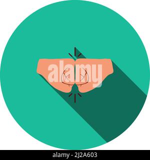 Fist Bump Icon. Flat Circle Stencil Design With Long Shadow. Vector ...