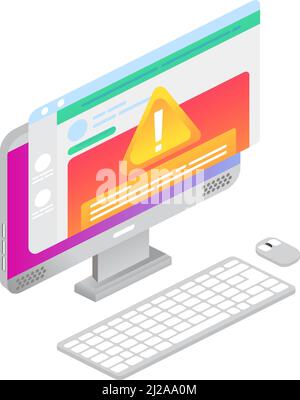 exclamation mark alert isometric icon vector illustration Stock Vector ...