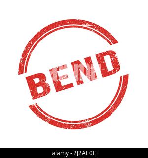BEND text written on red grungy zig zag borders round stamp Stock Photo ...