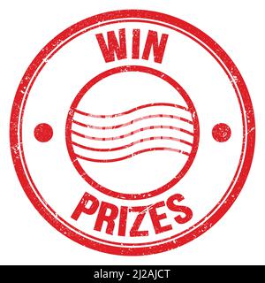 WIN PRIZES text written on pink-black grungy stamp sign Stock Photo - Alamy