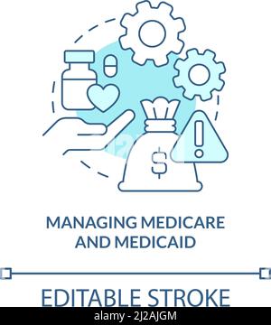 Medicare, medicaid and health care system structure vector banner icons ...