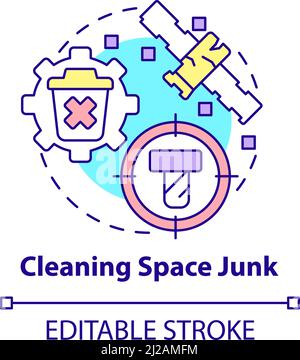 Space junk icon Vector symbol or sign set collection in black and white ...