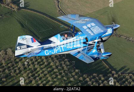 Air to Air image of Rich Goodwin in his Jet Pitts which has 2 jet ...