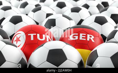 Germany vs. Tunisia Soccer match - Soccer balls in Germany and Tunisia ...