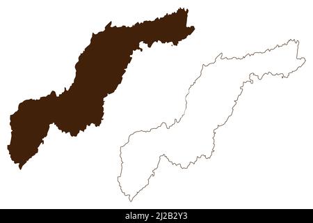 Levant island (French Republic, France) map vector illustration ...