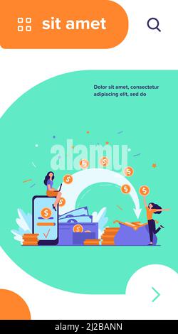 Stylized people sending payment and receiving money isolated flat ...