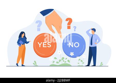 Man choosing between two options yes and no neon icon. Vector stock ...