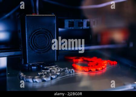 Closeup 3D Printer mechanism working element design of device during ...