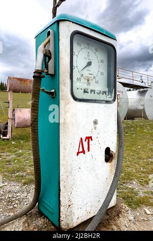 Mongolia. Old style soviet gas station Stock Photo - Alamy