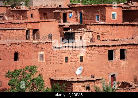 Traditional moroccan house made of mud in a semidesert landscape of ...