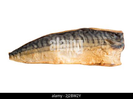 Baked Grilled mackerel fillets. Isolated, white background Stock Photo ...