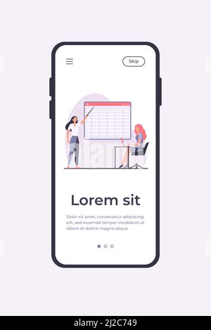 online education, teacher and student girl smartphone backpack, website ...