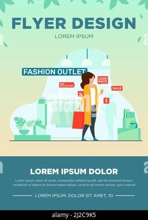 Female customer visiting in fashion outlet. Woman with mobile phone and ...