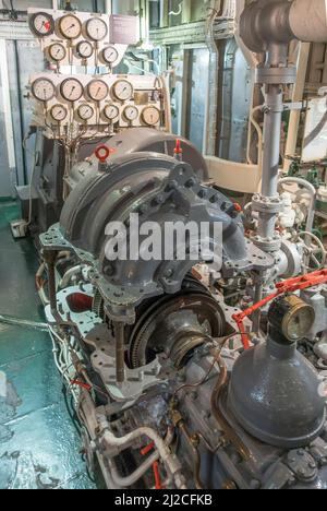 Close-up of the engine room on board the SS Shieldhall on a lunchtime ...
