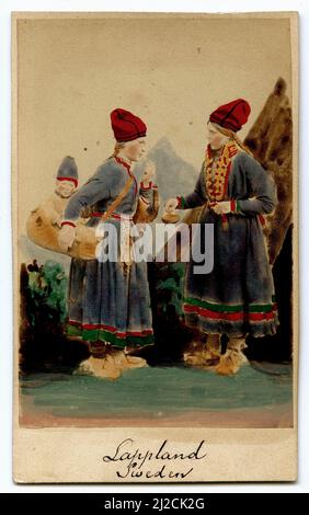 A Sami child dressed in traditional attire, representing the indigenous ...