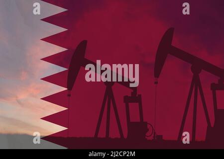 Qatar oil industry concept, industrial illustration - lowering down ...