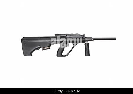 Modern bullpup assault rifle isolated on white background Stock Photo ...