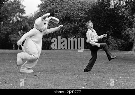 Magician Paul Daniels with his co-stars in the Children's BBC programme ...